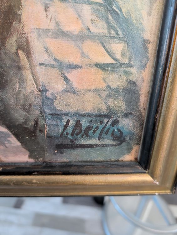 JOSEPH BEILIN BERN ÖL AUFLEINWAND TREIBEN AUF DEN MARKTPLATZ (Gebraucht ...