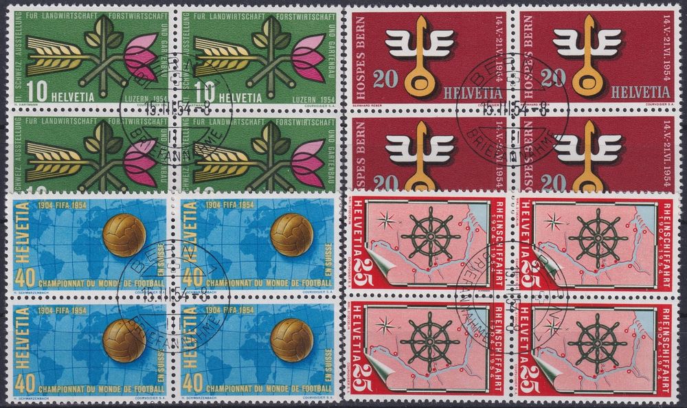 1954, Nr.316-319 Viererblöcke mit ET-Stempel DE SBK: 130.- | Kaufen auf Ricardo