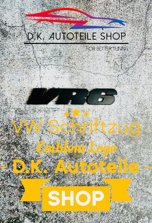 VW VR6 Emblem Schriftzug Logo aus Metall NEU Schwarzmatt | Acheter sur ...
