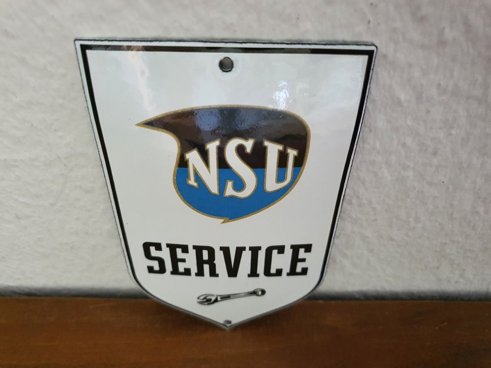 Emailschild NSU Service Logo, Emaille Schild Reklame Retro (Neu (gemäss ...