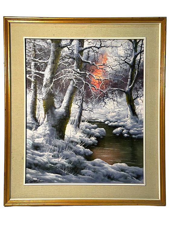 F. Gabris signed winter nature oil painting on canvas (Gebraucht) in ...