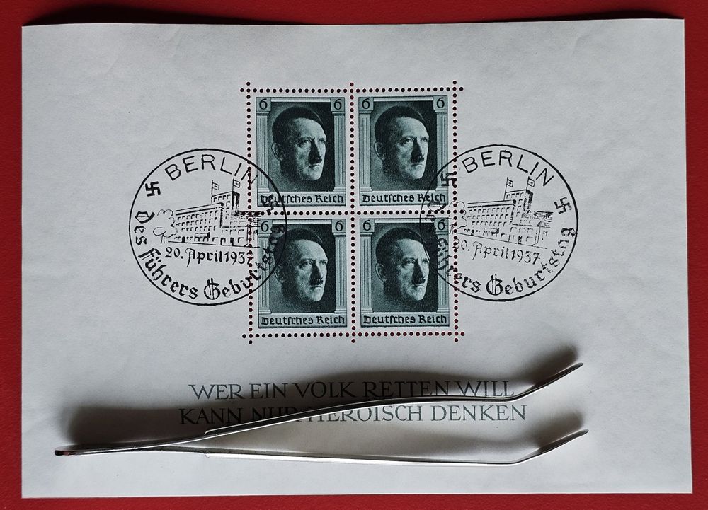 DEUTSCHES REICH HITLER BLOCK GEBURTSTAG PROPAGANDAST. 1937 (Neu (gemäss Beschreibung)) in ...