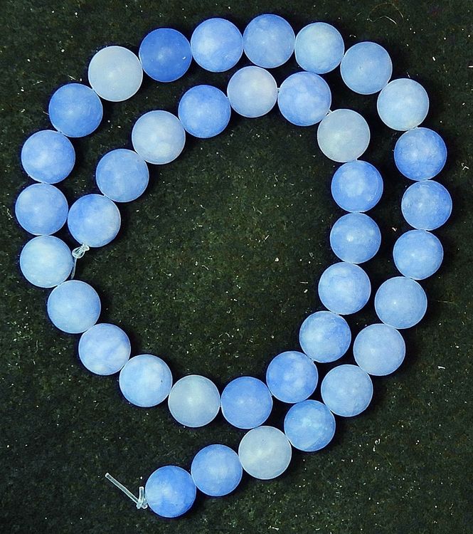 1 Strang echte,natürliche,blaue,matte Jade Perlen 10 mm (Neu (gemäss ...