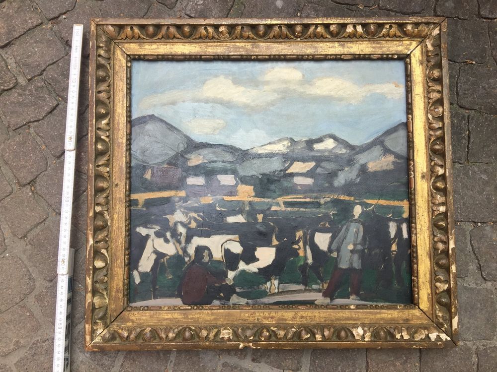 2 Gemälde MAX Hunziker Schweizer Maler antik Ölgemälde Bild (Difettoso ...