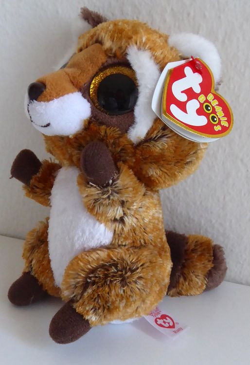 Rusty, Waschbär 15cm, mit Glitzeraugen, Beanie Boo's, braun (Gebraucht ...