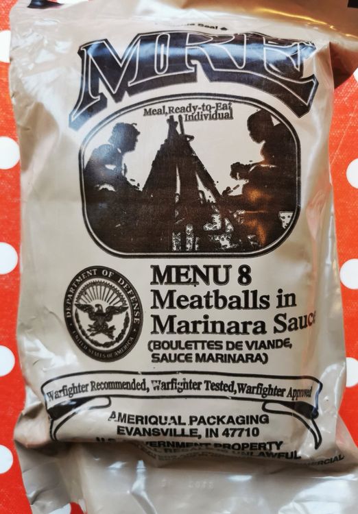 Original US Army MRE Menu #8 Meatballs in Sauce Insp. 1/25 (Neu und ...