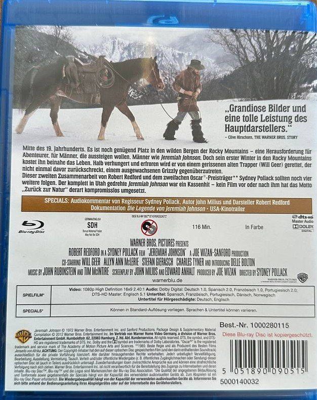 Jeremiah Johnson Blu-ray – Robert Redford Western Klassiker (Gebraucht ...