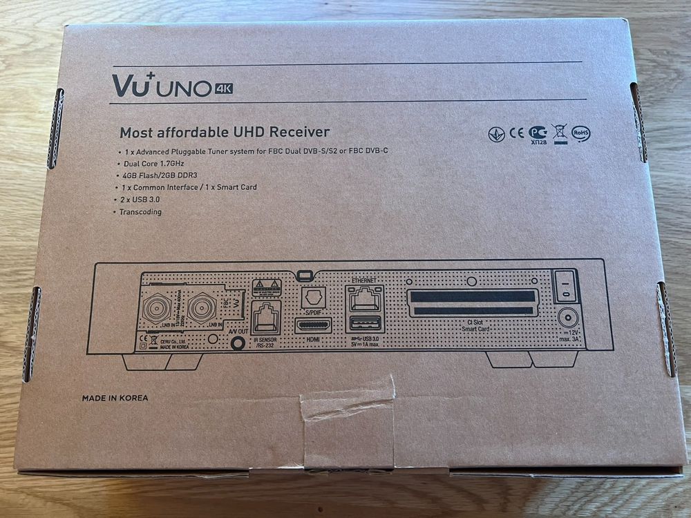 VU+ Uno 4K UHD Linux Kabelreceiver Set-Top-Box DVB-C Kabel (Gebraucht ...