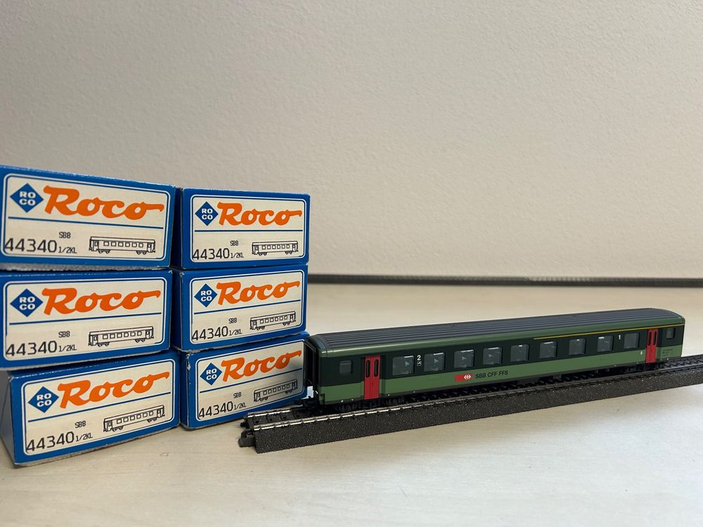 6x Roco 44340 Personenwagen NPZ grün 1. / 2. Kl SBB EW II H0 (Neu und ...
