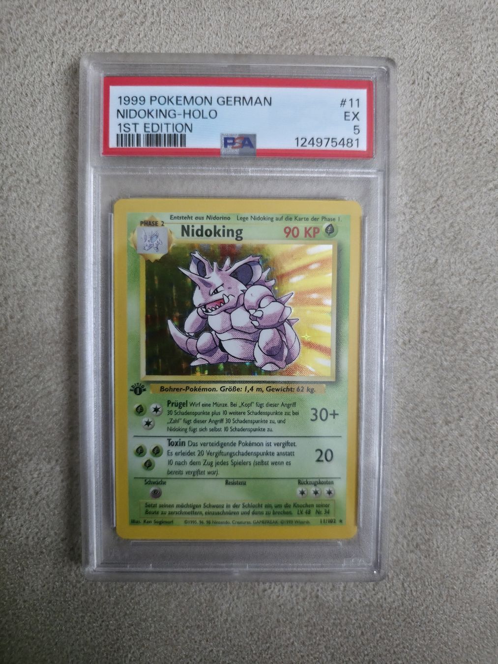 Nidoking Holo 1st Edition PSA 5 Deutsch Pokemon Base Set (Neu (gemäss ...