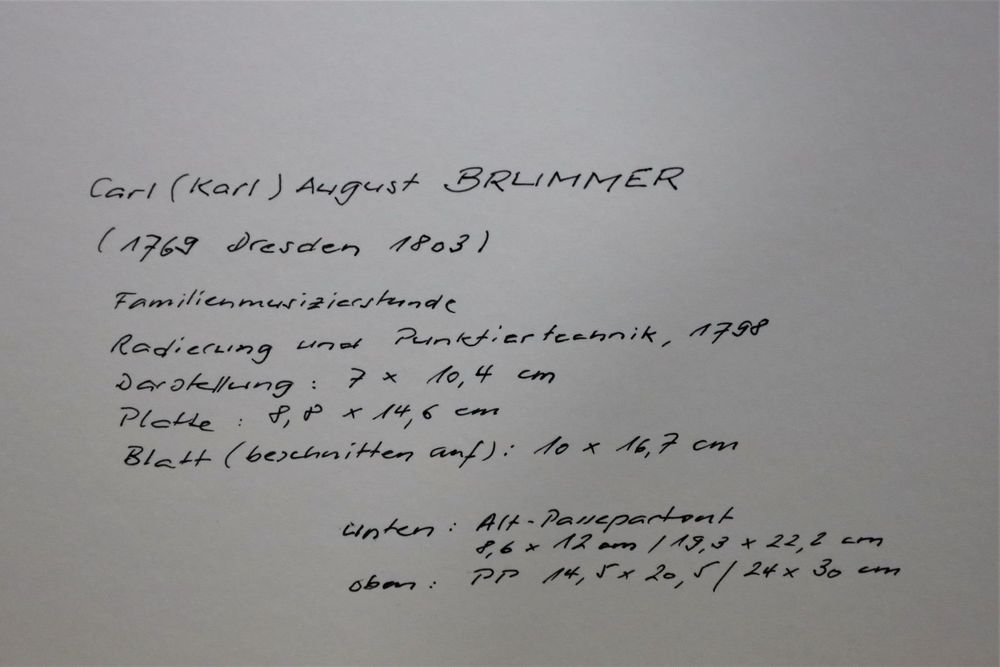 Carl August Brummer, Radierung, "Musizierstunde 1798" (Gebraucht) in ...