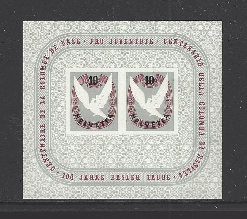 CH W 23 Jubiläumsblock 100 Jahre Basler Taube * ungebraucht | Kaufen auf Ricardo