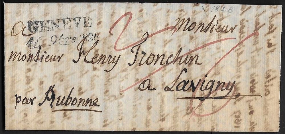 1828 Brief o GENEVE Stab-o zweizeilig taxiert selten ab 1.- (Gebraucht ...