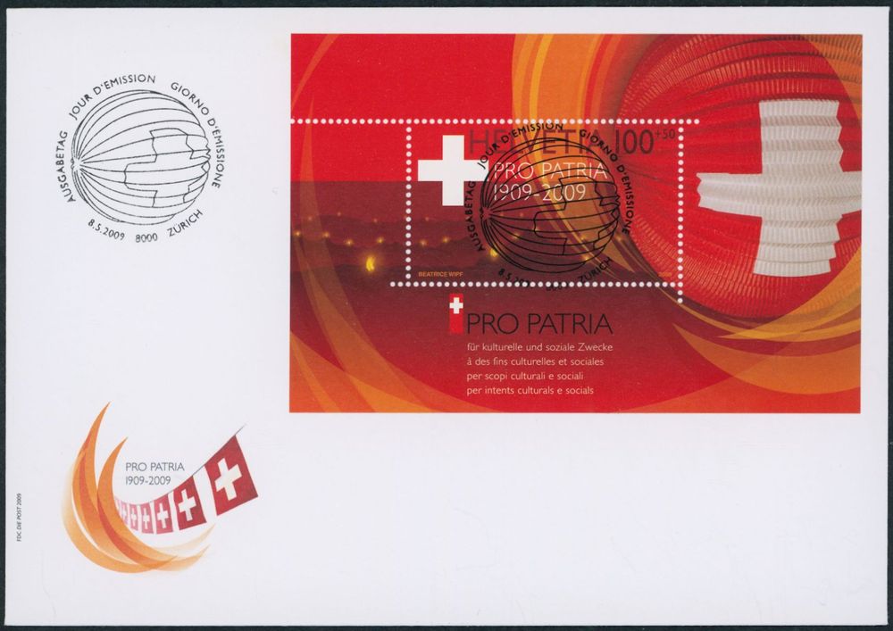 2009 - Pro Patria - Block - Ersttagsbrief FDC ET - ET Voll (Gebraucht) in Schindellegi für CHF ...