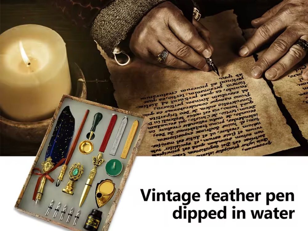 Retro Federn-Füllfeder & Siegel-Set — Eleganz fürs Schreiben (Neu und ...