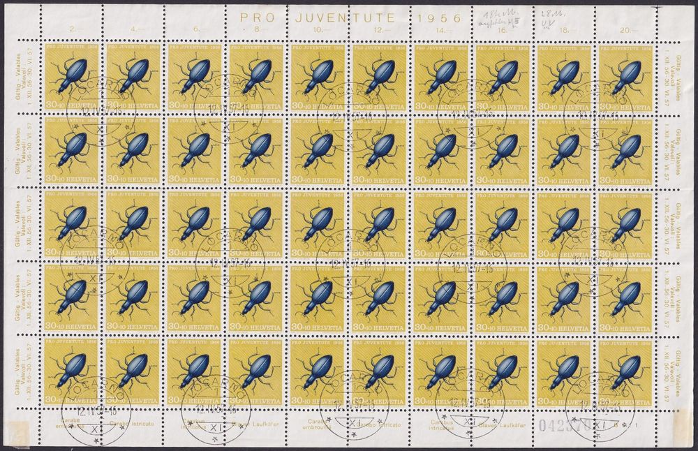 1956, PJ, J166 Bogen mit ET-Stemepl LOCARNO. Kat: 200.-+ (Gebraucht) in Sursee für CHF 20 – mit ...