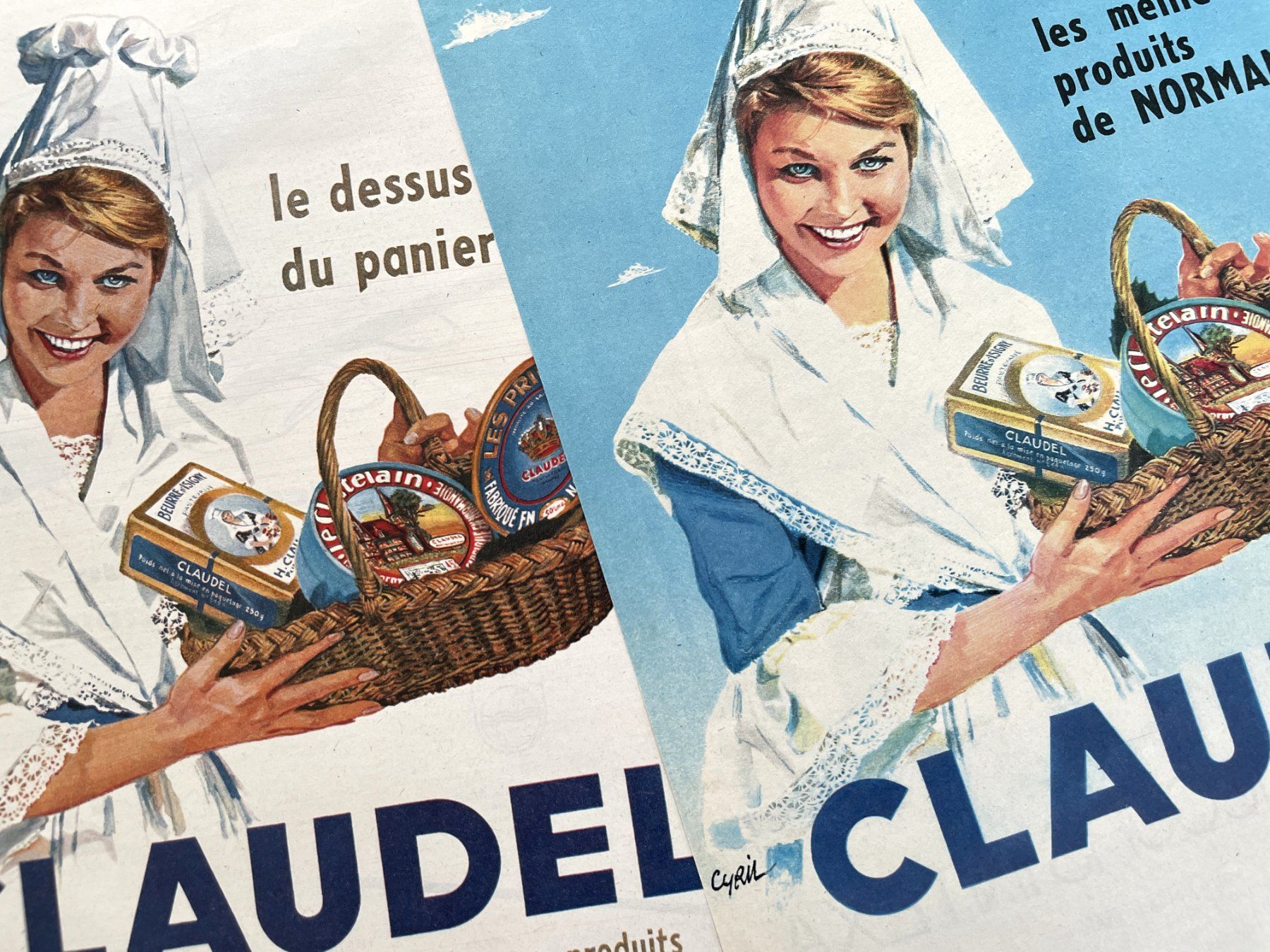 Claudel Käse - 2 alte Werbungen / Anciennes publicités 1960 (Gebraucht ...