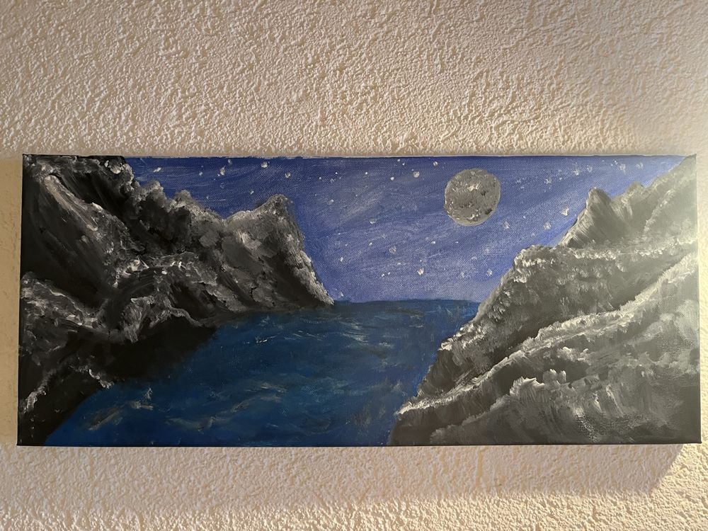 Gemälde "Mondlichtbucht" Unikat Acryl Leinwandbild Meer | Kaufen auf Ricardo