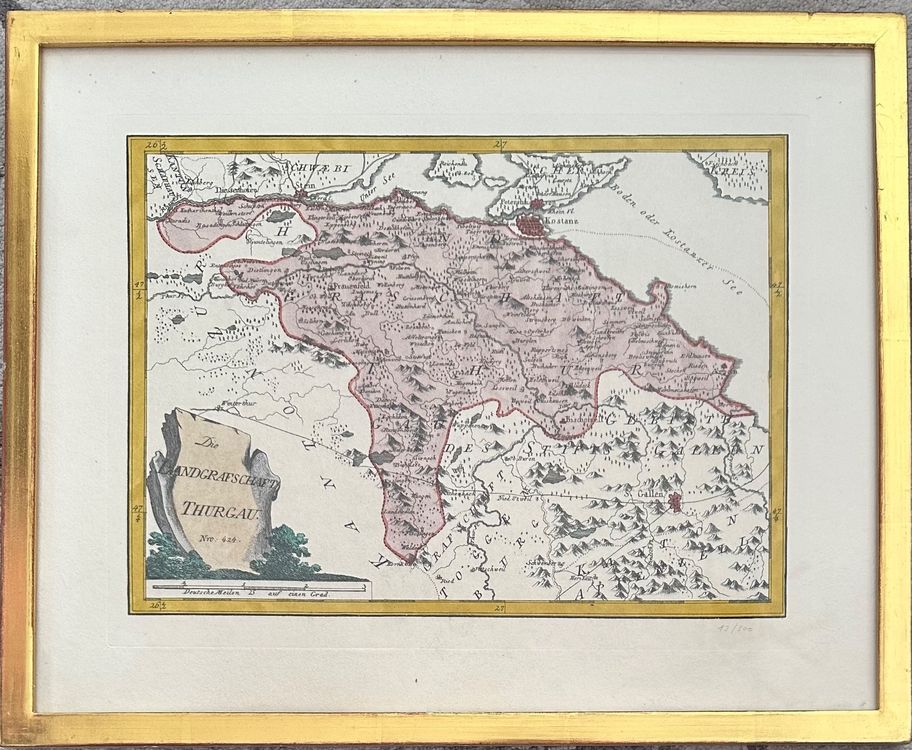 Landkarte Litho aus Landgrafschaft Thurgau Handnumeriert | Kaufen auf ...