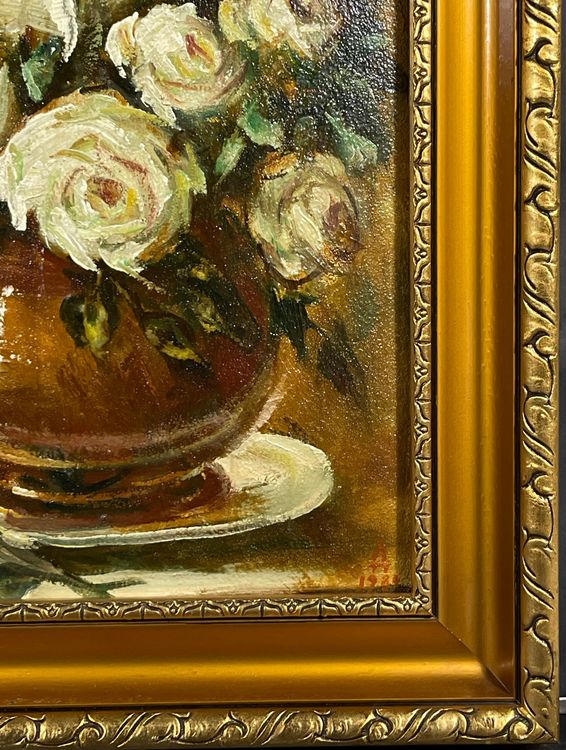 Antikes Stilleben Gemälde mit Blumen unleserlich Signiert | Kaufen auf Ricardo