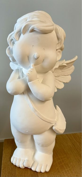 Süsser Engel, Amor Figur, Deko Figur, Gips Figur, weiss (Neu (gemäss ...