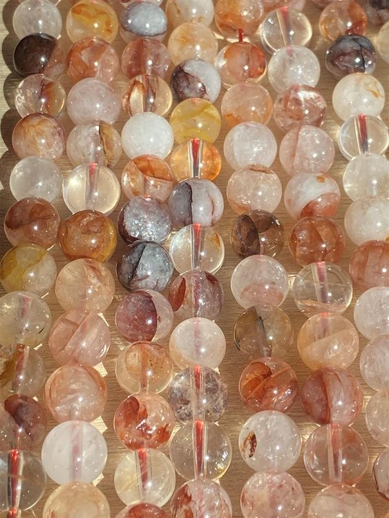Strang echte red hair quartz Kugeln / stone beads 8 mm (Neu und ...