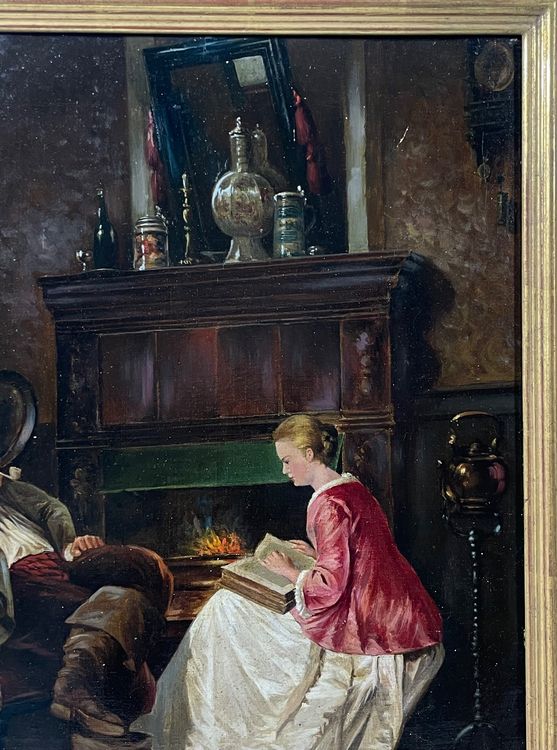 Charles Rode (XX) Gemälde - am Kaminfeuer (Gebraucht) in Root für CHF ...