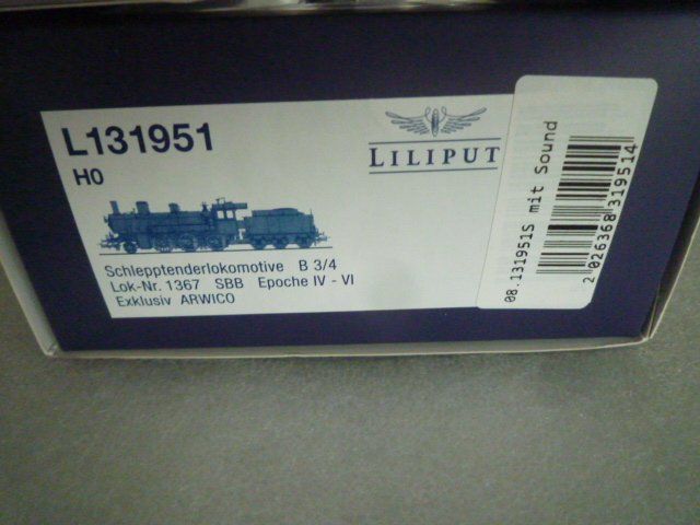 NEUWERTIG - Liliput 131951 B 3/4 Dampflok 1367 SBB Historic (Neu und originalverpackt) in ...