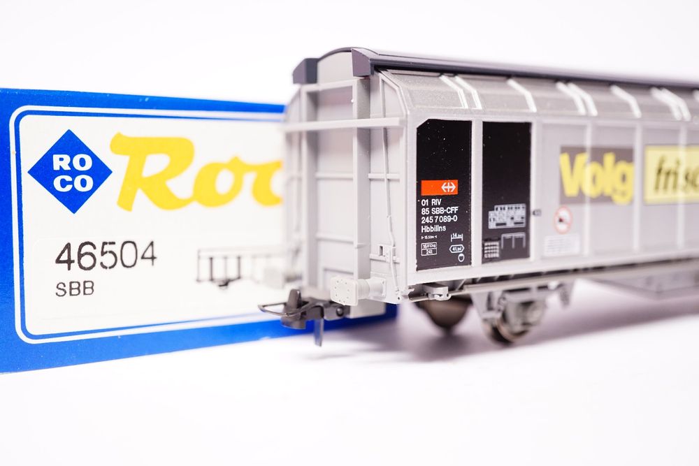 2ß Roco 46504 SBB Güterwagen Hbbillns silber Volg frisch (Gebraucht) in ...
