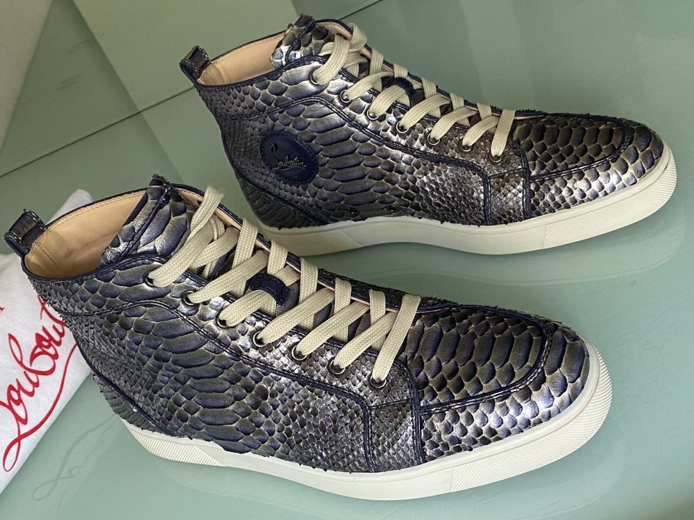 CHRISTIAN LOUBOUTIN Python Blau Holographic Hi Sneakers 43.5 | Kaufen ...