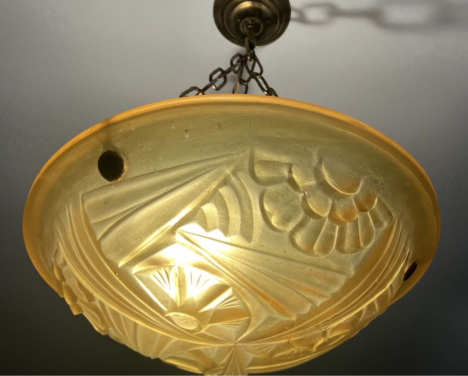 Antik Deckenlampe signiert Degue um 1920 . H.40-50cm B.35cm (Gebraucht ...