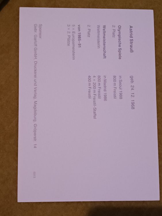 Astrid Strauss - Schwimmen - Olympia Silber | Kaufen auf Ricardo