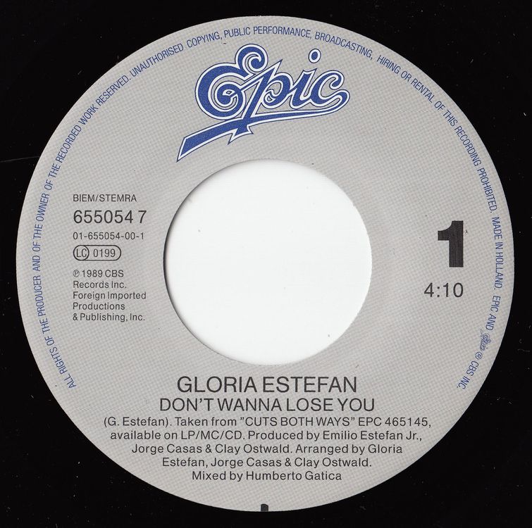 Gloria Estefan & Miami Sound Machine Vinyl Single von 1989 (Gebraucht ...