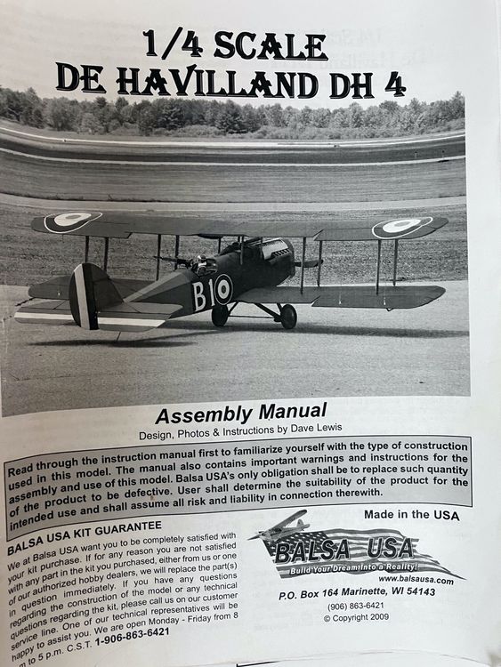 De Havilland DH4 1/4 Bauplan | Kaufen auf Ricardo