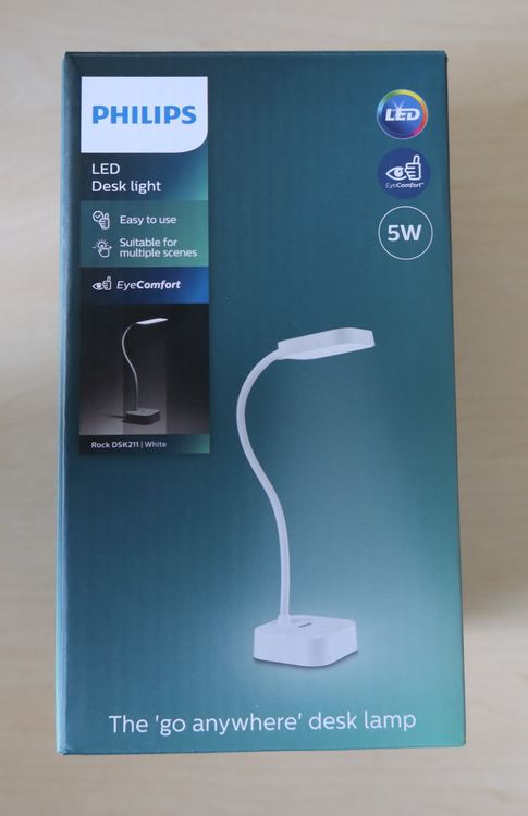 PHILIPS LED Tischlampe / Desk Light, Rock DSK211 weiss - NEU (Neu und ...
