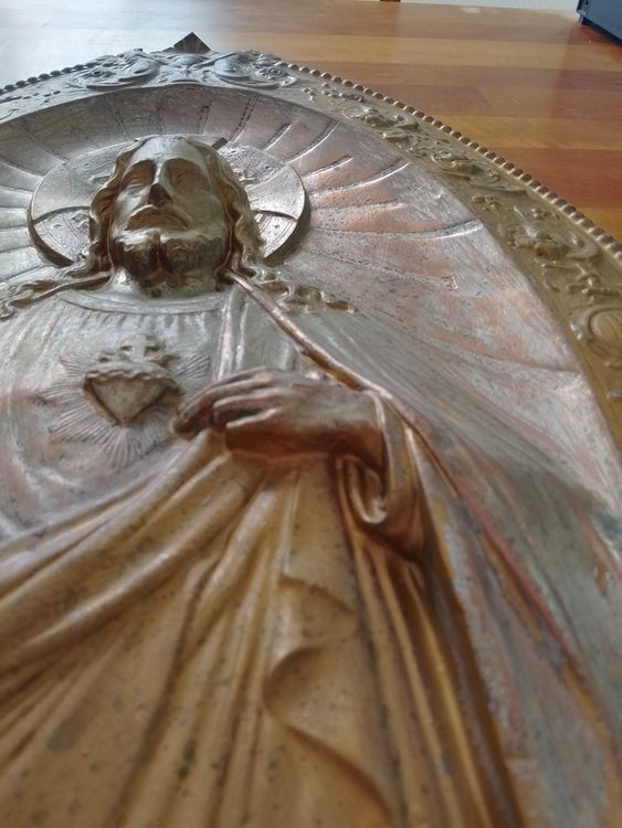 RELIGIÖSES OVALES GROSSES MESSING - RELIEF JESUS CHRISTUS!! (Gebraucht ...