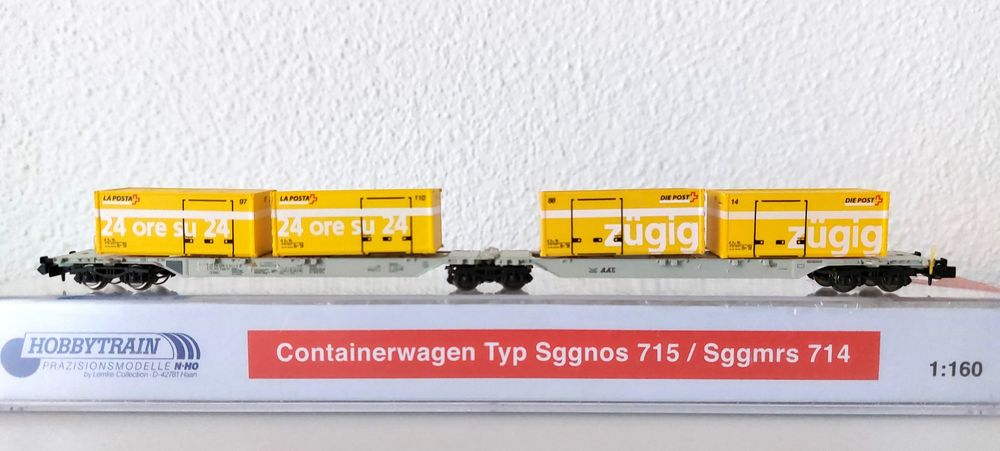 Hobbytrain Containertragwagen Schweizer Post H23707 RARITÄT (Neu und ...