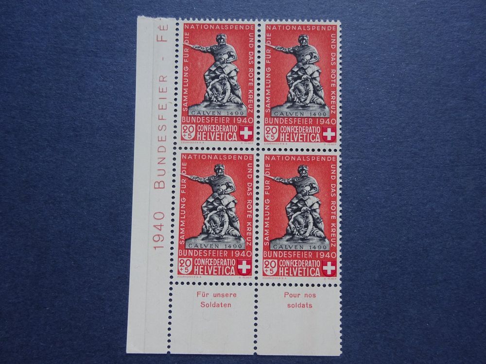 1940 Pro Patria B5c 4er Block Bogenrand postfrisch** (Gebraucht) in Appenzell-Steinegg für CHF 5 ...