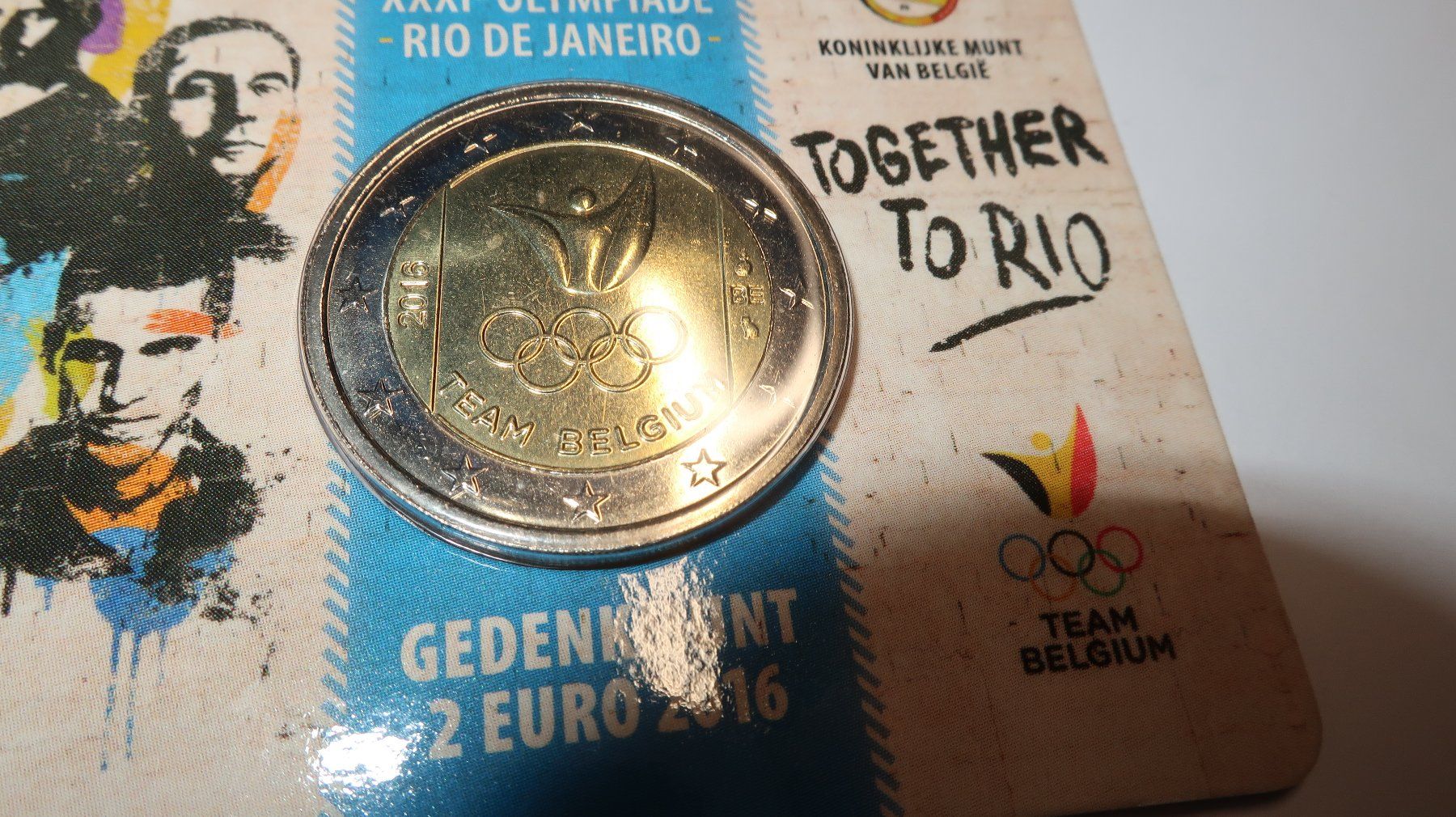 2 Euros 2016 pièce commémorative Belgique Together To Rio (D'occasion ...