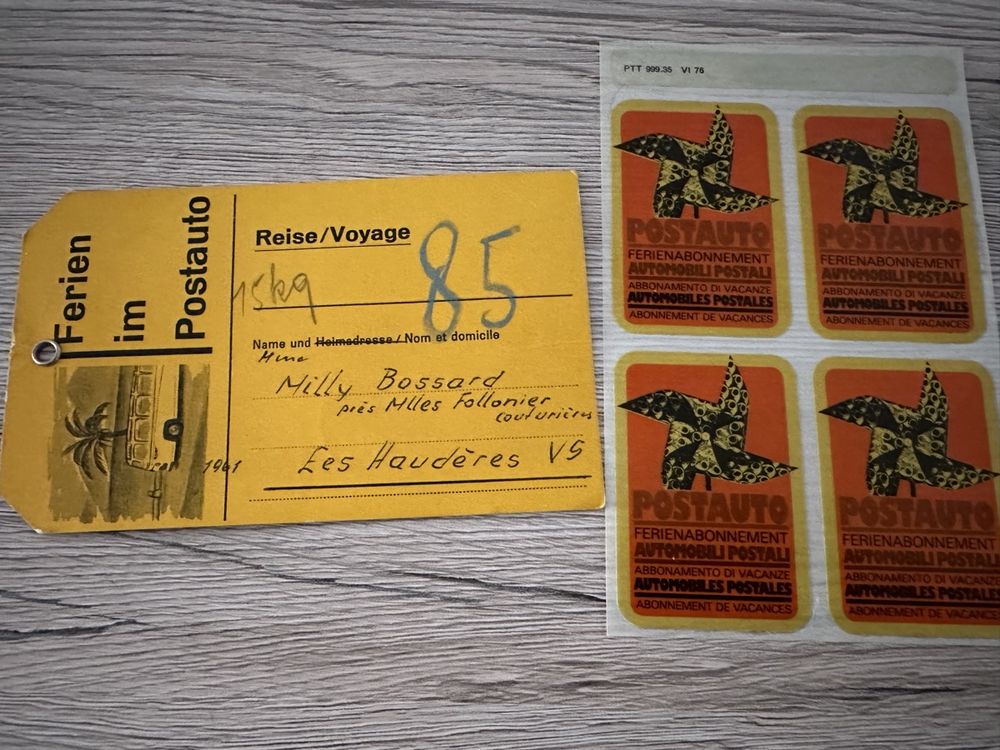 Postauto Paketanhänger PTT und 4 Kleber | Kaufen auf Ricardo