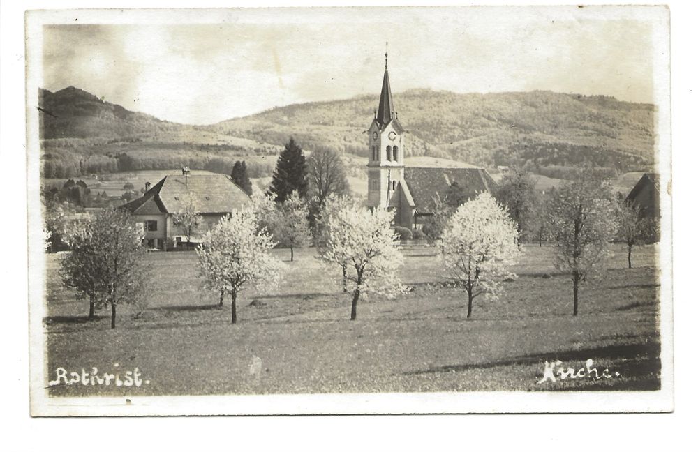 Rothrist (AG) Dorfpartie mit Kirche - echte Foto-AK um 1930 | Kaufen auf Ricardo