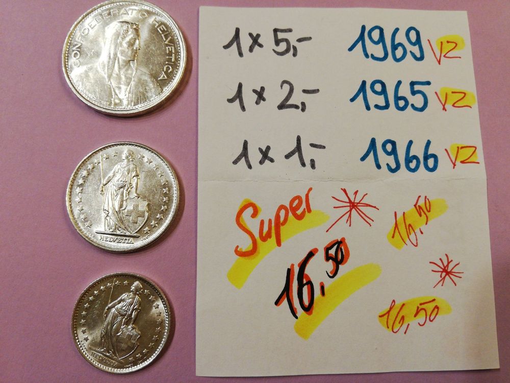 Schweizer Silbermünzen 5Fr/2Fr/1Fr (Gebraucht) in Engi für CHF 17.5 – mit Lieferung auf Ricardo ...