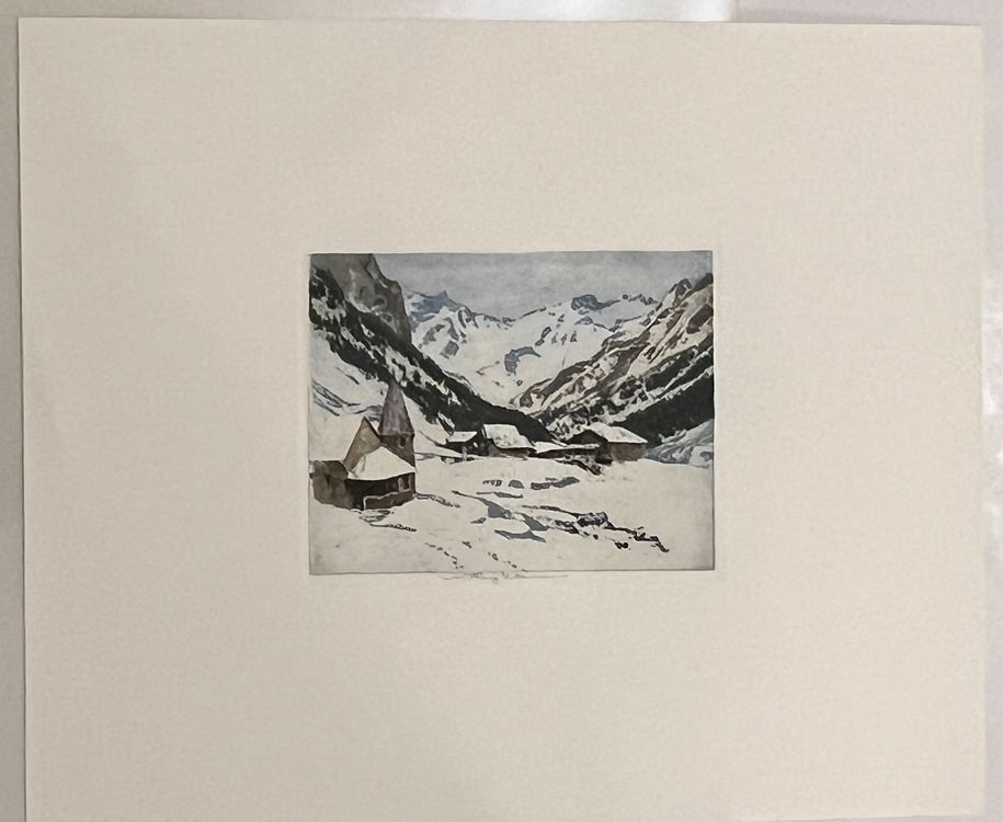 Radierung Luigi Kasimir Liechtenstein Steg Malbun original (Gebraucht) in Vaduz für CHF 50 – mit ...