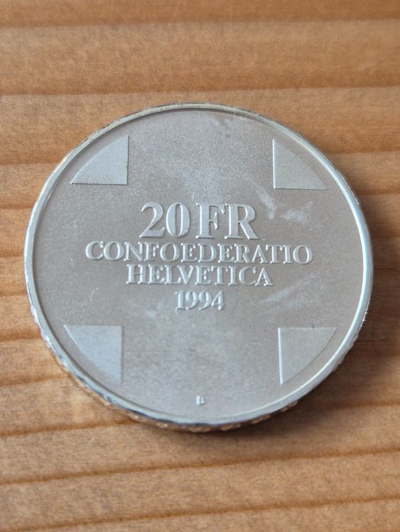CH-20 Franken Gedenkmünze 1994 Silber Zustand gem. Bilder (Gebraucht) in Oberuzwil für CHF 20 ...