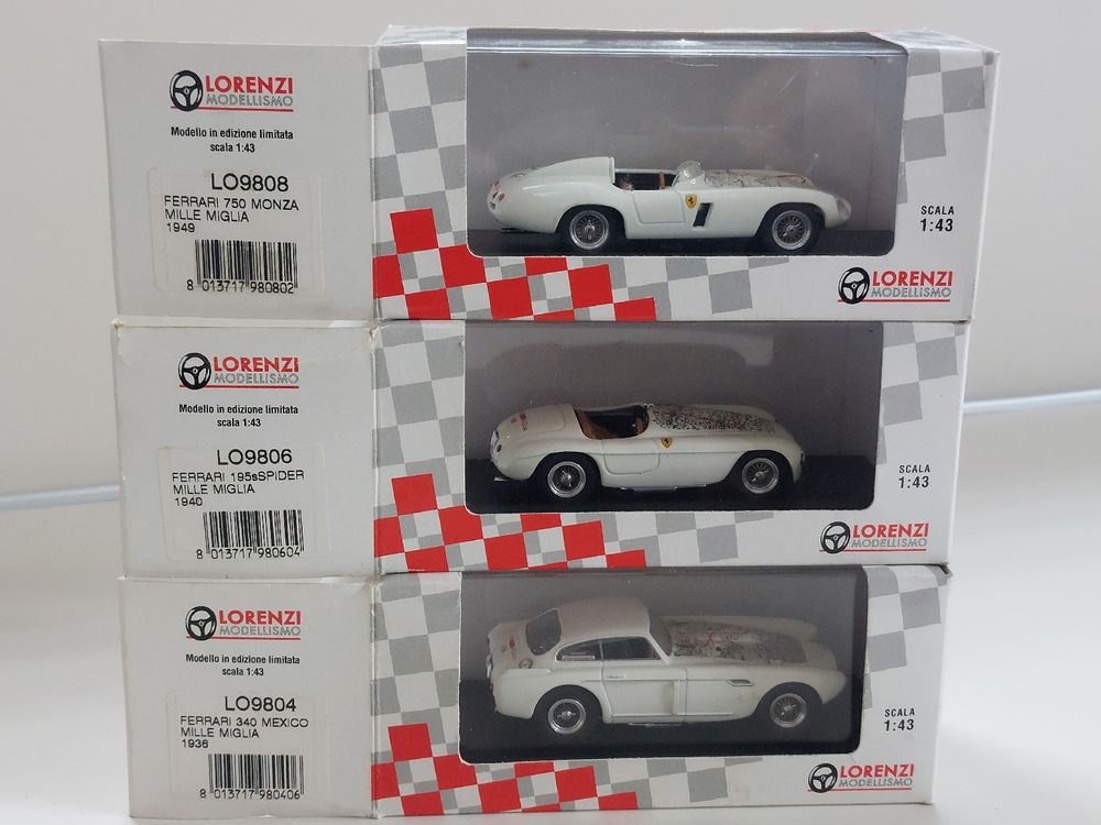 Serie di 3 modellini Ferrari Mille Miglia (Nuovo e nell'imballaggio ...