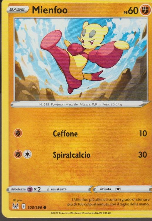 TCG POKEMON Origine Perduta LOR 103/196 MIENFOO Italiano | Kaufen auf ...
