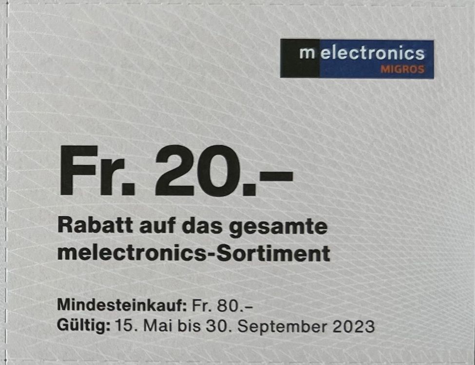melectronics 20 CHF Gutschein | Kaufen auf Ricardo