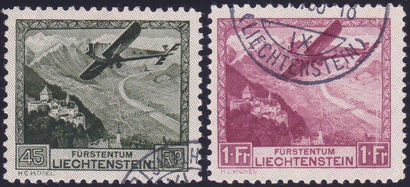 FL: F1-6, 1930, Flugzeuge über Liechtensteiner Landschaften (Gebraucht) in Wenslingen für CHF 40 ...