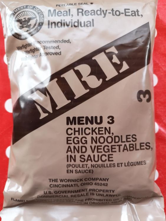 Original US Armeeration (MRE) Menü 3 (Neu und originalverpackt) in ...