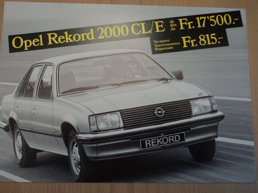 Prospekt Opel Rekord 2000 CL/E Sondermodell 1982 (Gebraucht) in ...